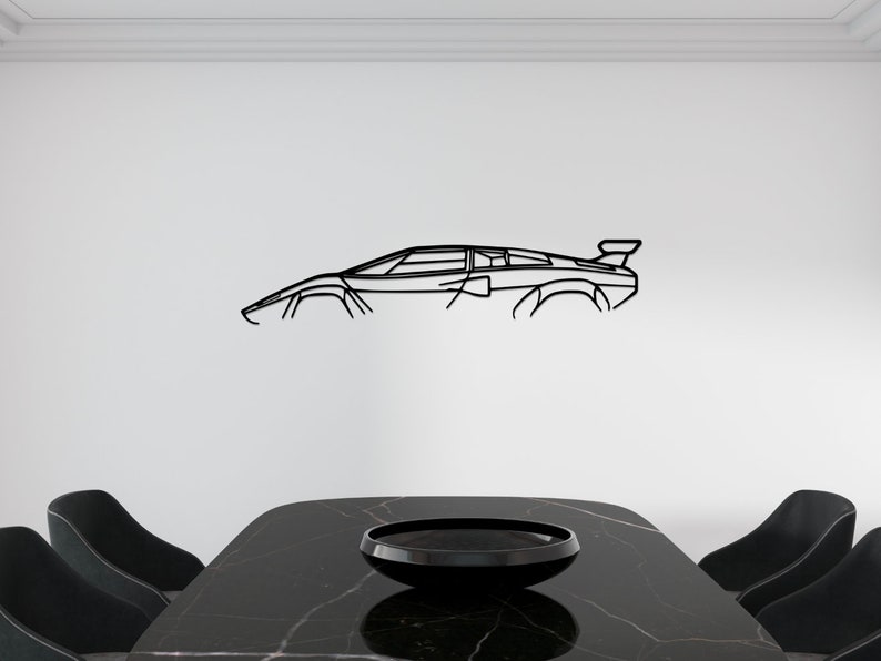 Countach Silhouette Car Metal Wall Art, Car Garage Wall Decor ...