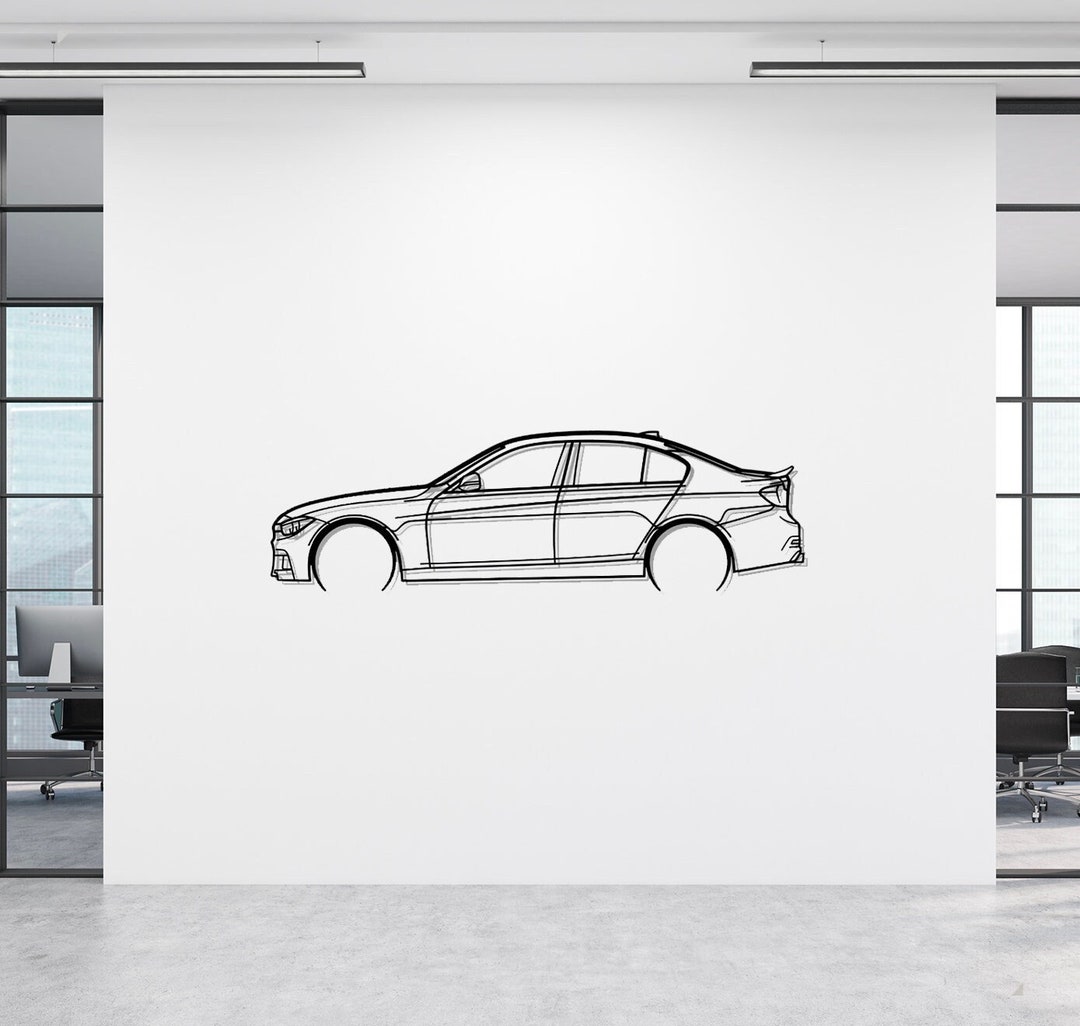 F30 M Silhouette Car Metal Wall Art, Car Garage Wall Decor, Automotive ...