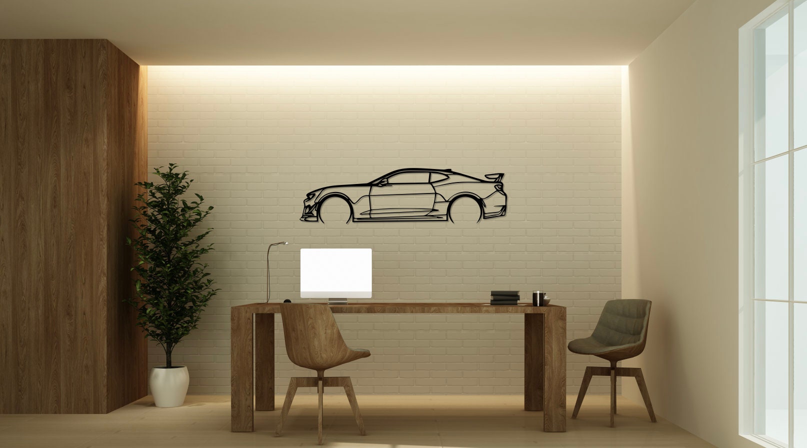 ZL1 Silhouette Car Metal Wall Art, Car Garage Wall Decor, Automotive ...