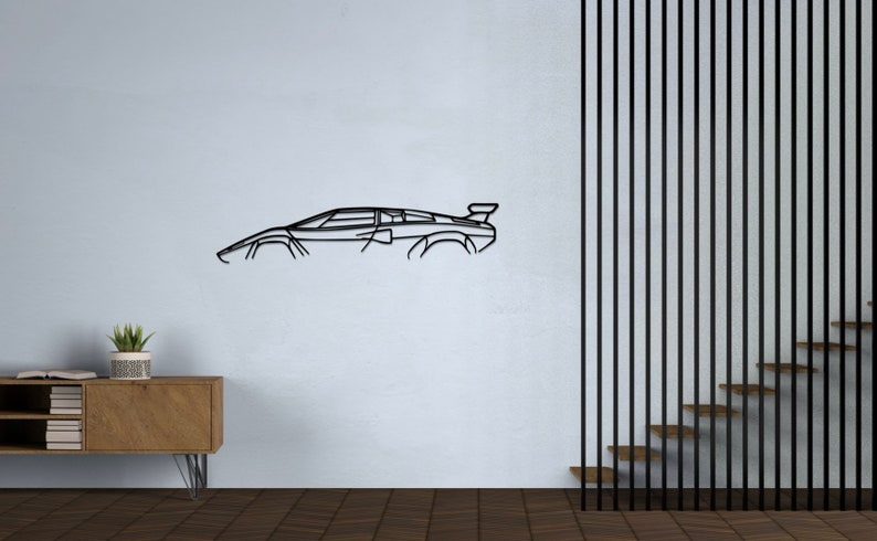 Countach Silhouette Car Metal Wall Art, Car Garage Wall Decor ...