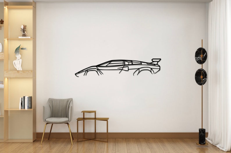 Countach Silhouette Car Metal Wall Art, Car Garage Wall Decor ...