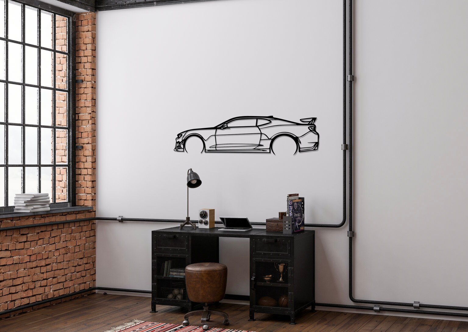 ZL1 Silhouette Car Metal Wall Art, Car Garage Wall Decor, Automotive ...