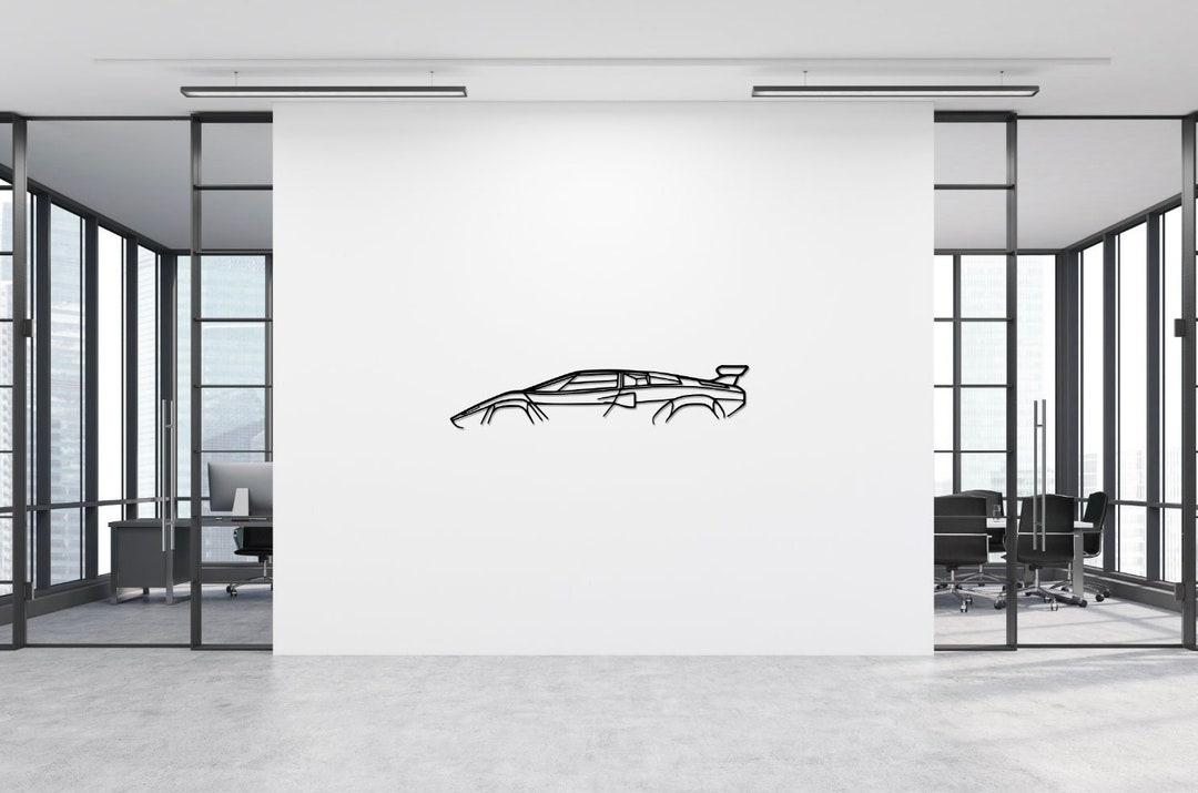 Countach Silhouette Car Metal Wall Art, Car Garage Wall Decor ...