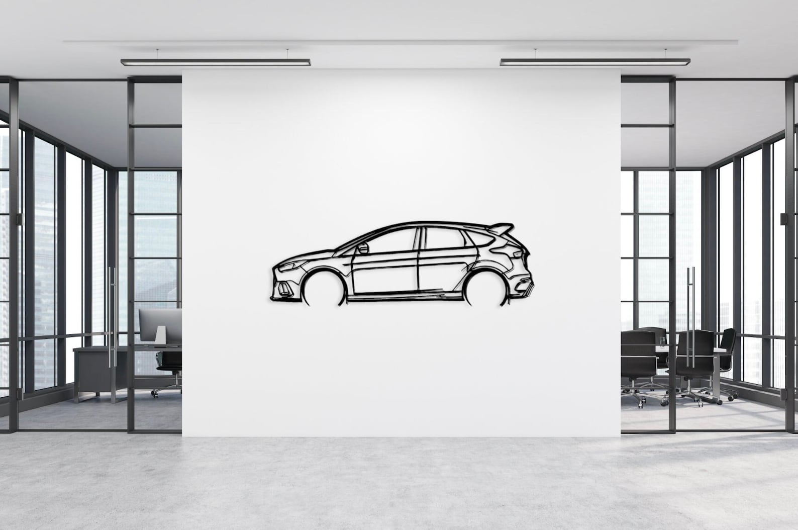 Focus RS Silhouette Car Metal Wall Art, Car Garage Wall Decor ...