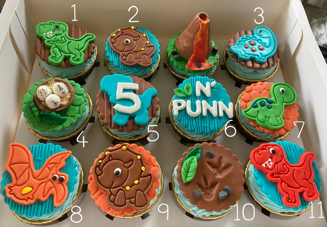 Dinosaur Roar Theme Cake Cupcake Fondant Toppersready to Dispatch ...