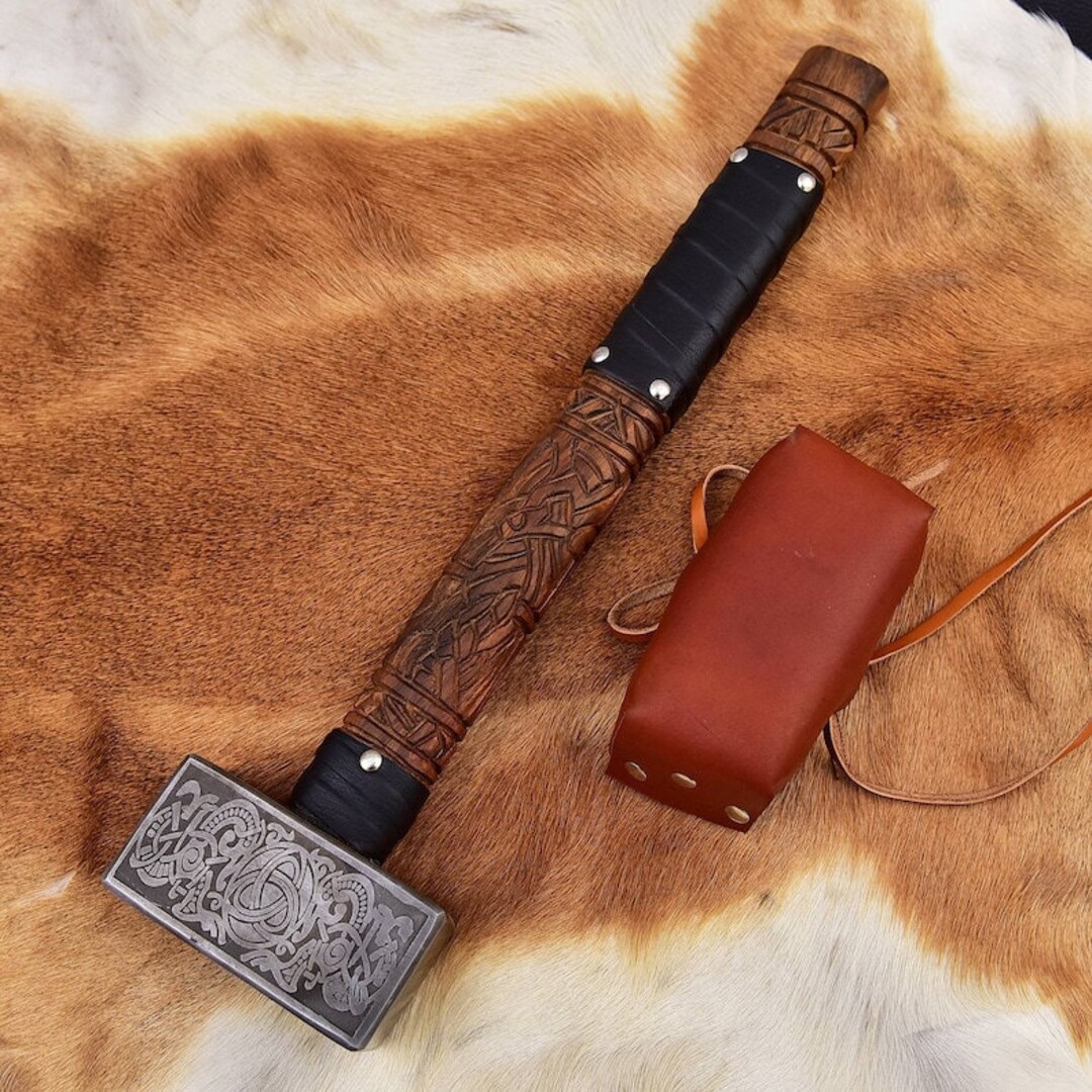 Viking Hammer With Carved Handle, Medieval Hammer, Personalized Hammer ...
