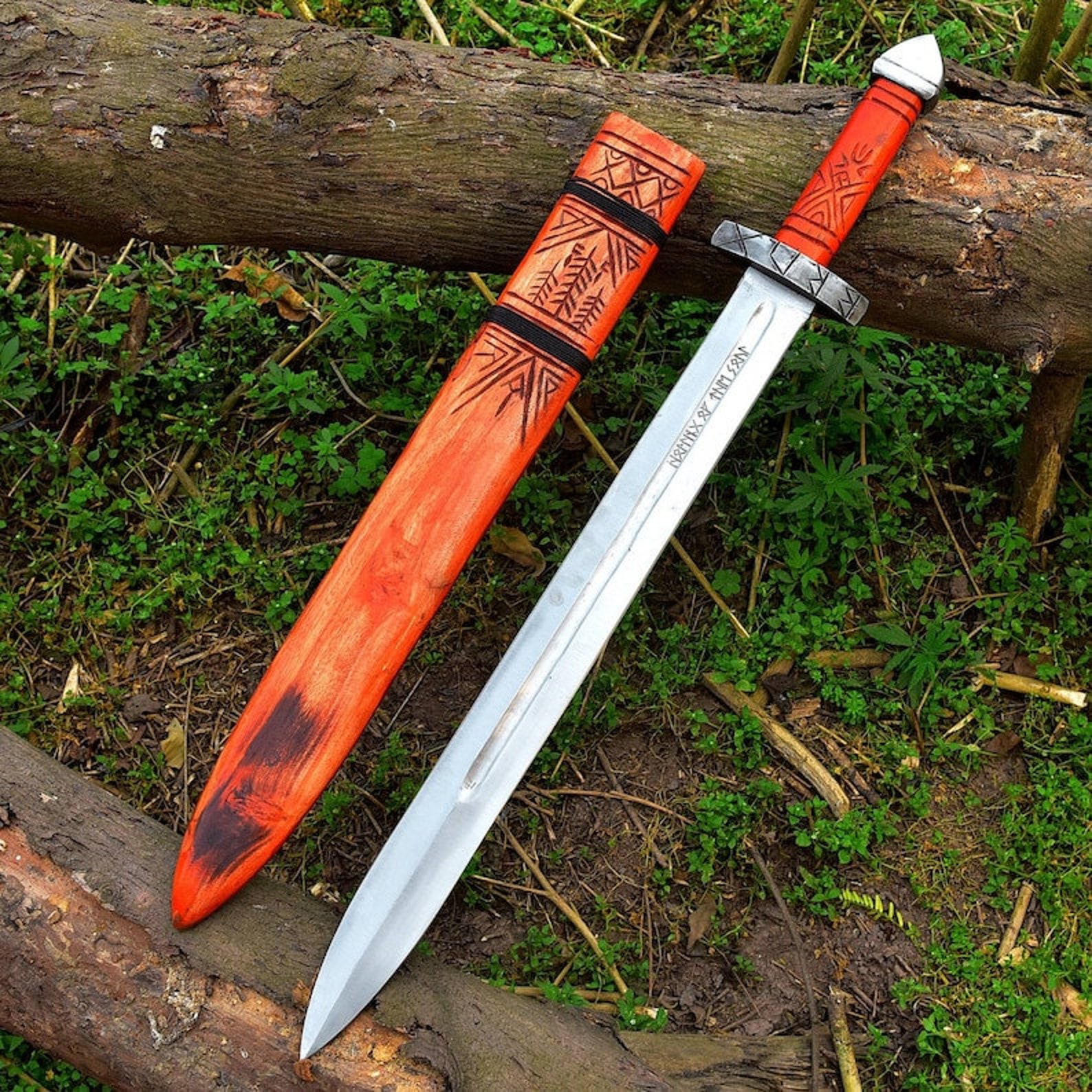 Hand Forged Custom Viking Sword, Medieval Viking Sword With Scabbard ...