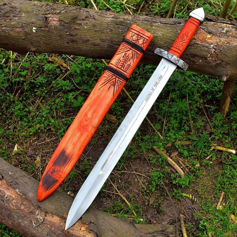 Hand Forged Custom Viking Sword, Medieval Viking Sword With Scabbard ...