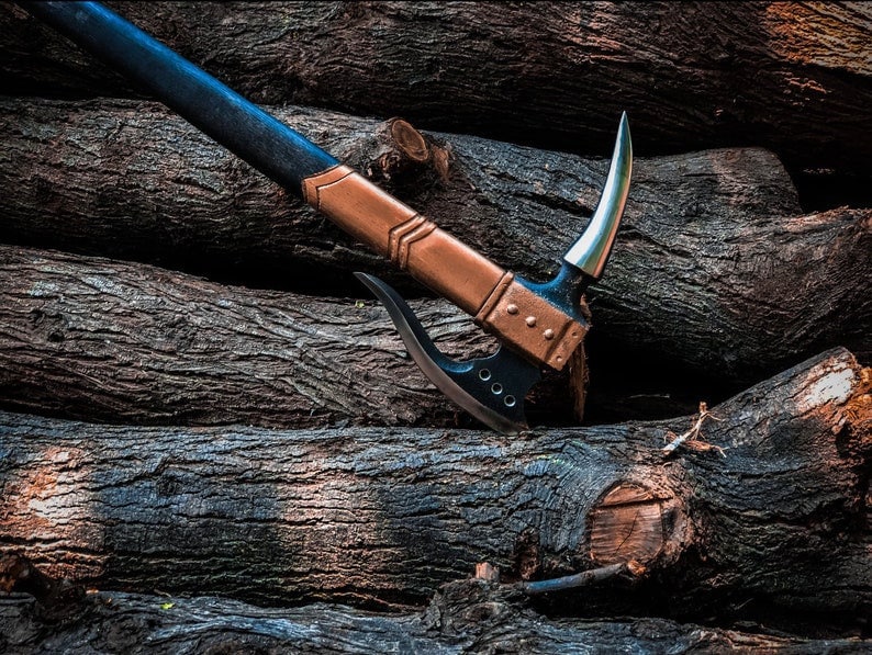 Hand Forged Horseman's Warpick, Medieval Viking Axe, Carbon Steel War ...