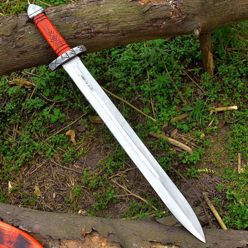 Hand Forged Custom Viking Sword, Medieval Viking Sword With Scabbard ...