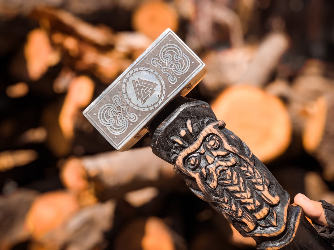 Nordic Hammer, Hand Forged Viking Hammer, Odin Carved Hammer, Viking ...