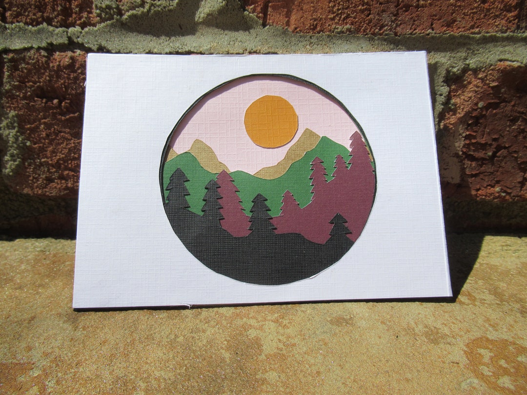 Sunset Mountain Layered Paper Landscape - Etsy
