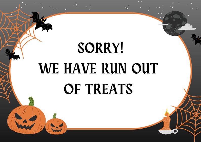 Trick or Treat Halloween Door Sign - Print at Home A4 - Help Yourself ...