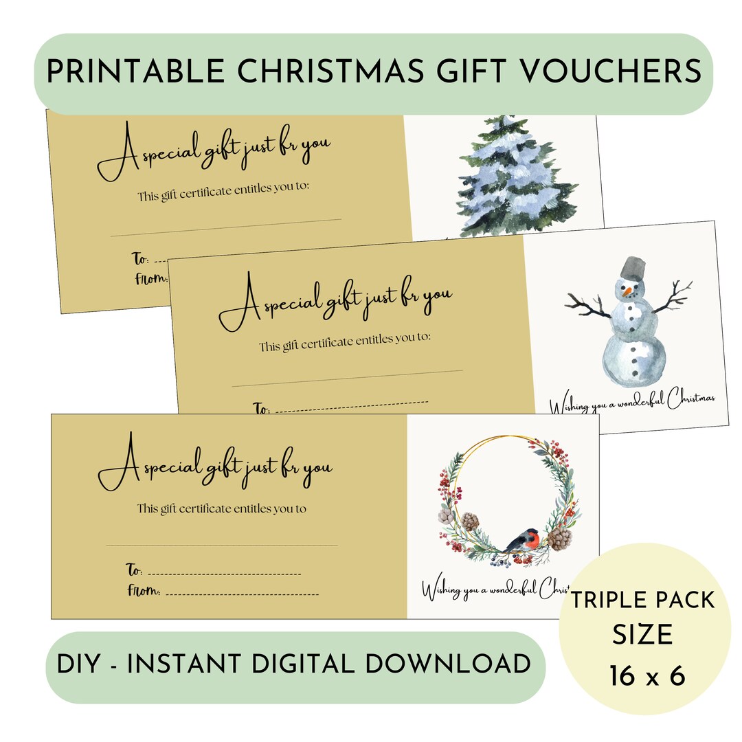 Christmas Gift Voucher Printable I Print at Home Certificate I Instant ...