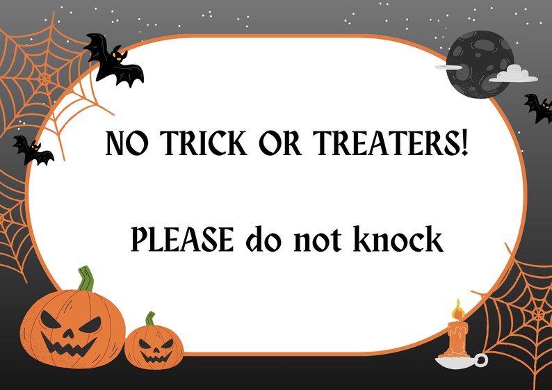 Trick or Treat Halloween Door Sign - Print at Home A4 - Help Yourself ...