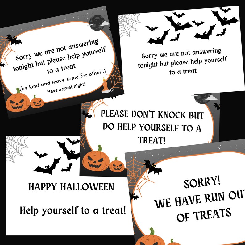 Trick or Treat Halloween Door Sign - Print at Home A4 - Help Yourself ...
