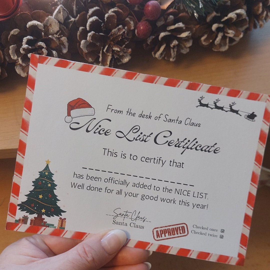 Printable Nice List Certificate I Official Letter From Santa Claus ...
