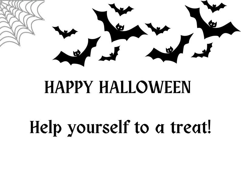 Trick or Treat Halloween Door Sign - Print at Home A4 - Help Yourself ...