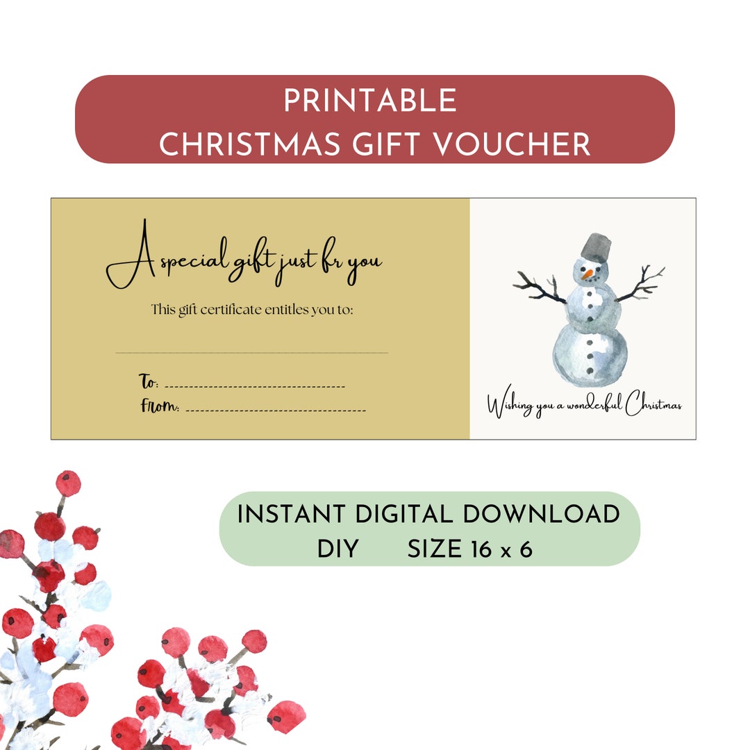 Christmas Gift Voucher Printable I Print at Home I Festive Gift ...