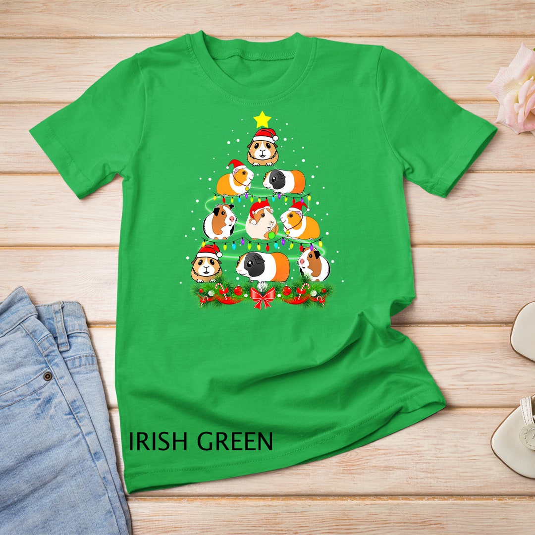 Merry Pigmas 2024 Funny Christmas Tree Xmas Light Guinea Pig T-shirt ...