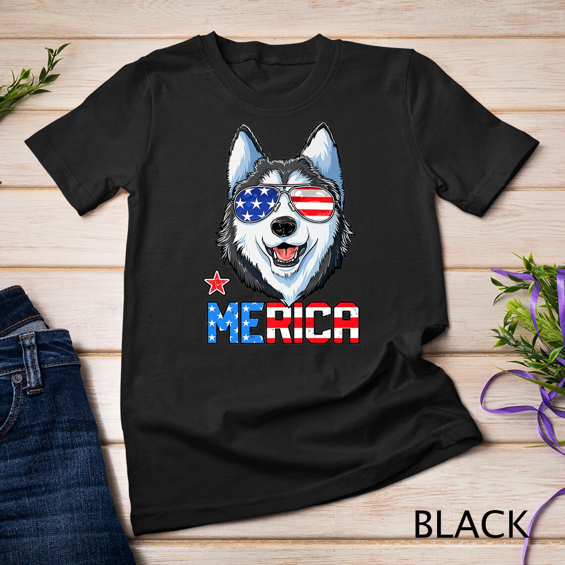 Siberian Husky 4th of July Shirt Merica Men American Flag T-shirt ...