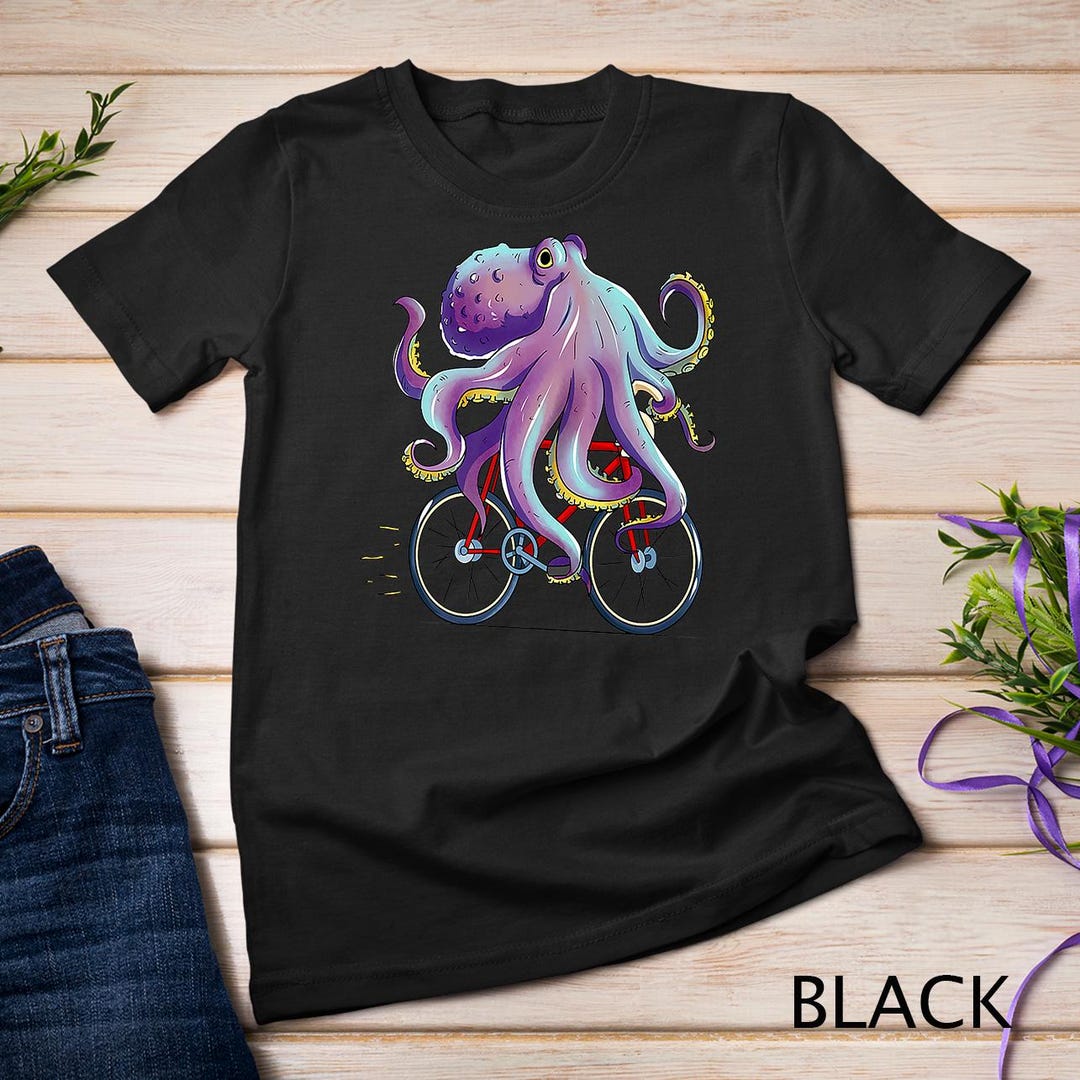 Octopus Riding Bicycle Cute Biker Cyclist Premium T-shirt Sweatshirt - Etsy