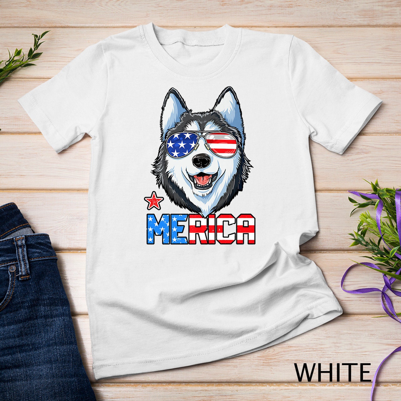 Siberian Husky 4th of July Shirt Merica Men American Flag T-shirt ...