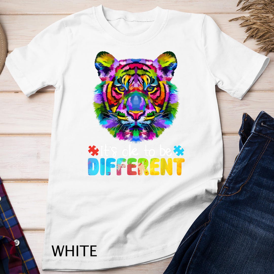 Autism Awareness Day It's OK to Be Different Colorful Tiger T-shirt ...