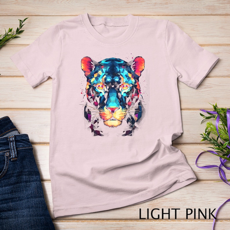 Jaguar Geometric Animal Graphic Tees for Men Women Boy Girls T-shirt ...