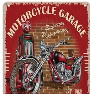 Motorcycle Garage Custom Parts Service & Repair- Reproduction Retro ...