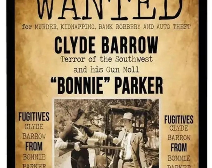 Bonnie and Clyde Wanted Poster Style Retro Vintage Tin Sign - 8x12 Inch ...