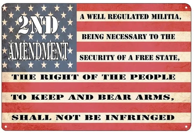 2nd Amendment Patriotic American Flag Vintage Style Metal Sign - 8x12 ...