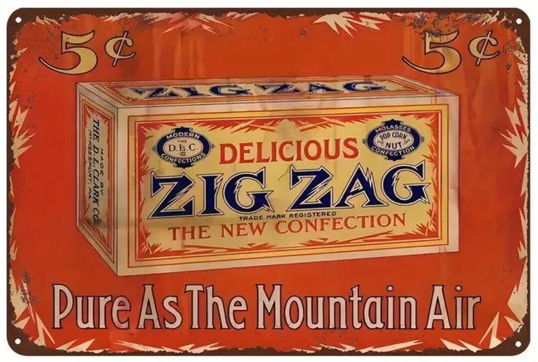 ZIG ZAG Candy Retro Style Metal Sign - 8x12 Inch - Etsy