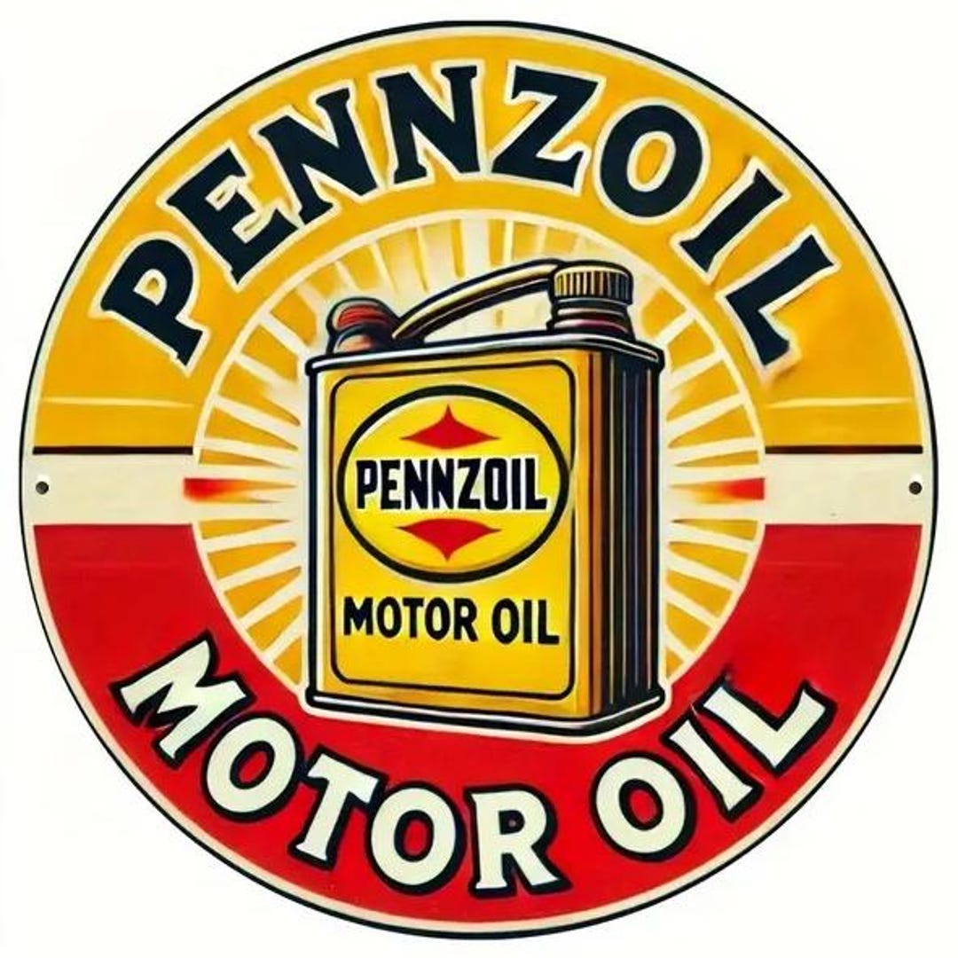 Pennzoil Motor Oil Round Tin Sign - 8x8 Inch - Etsy