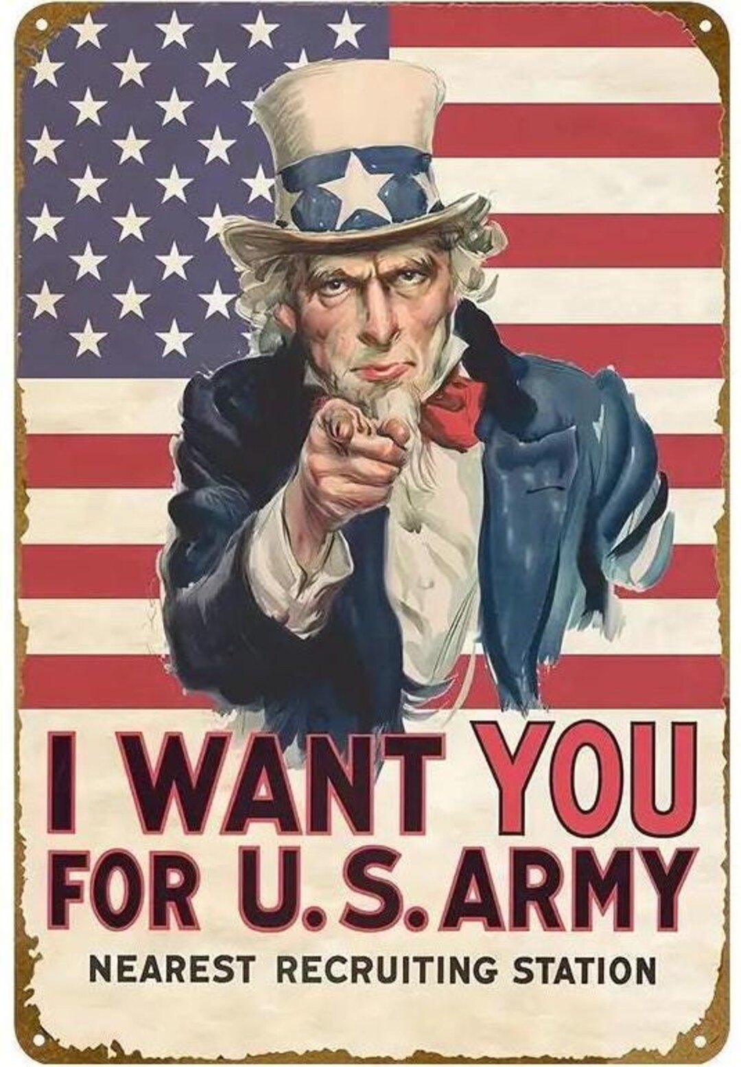 New, Reproduction Uncle Sam I Want You for U.S. Army Tin Sign - 8x12 ...