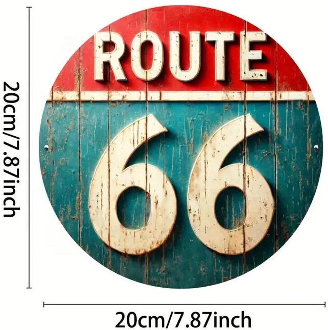 Route 66 Round Tin Sign 8x8 Inch - Etsy