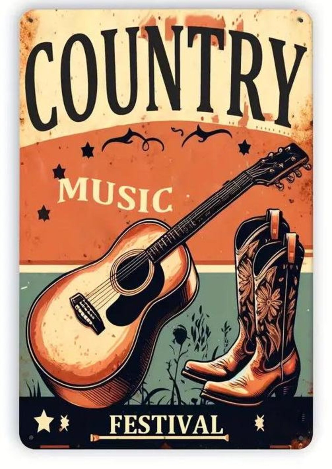 New, Reproduction Country Music Festival - Retro Vintage Metal Sign ...