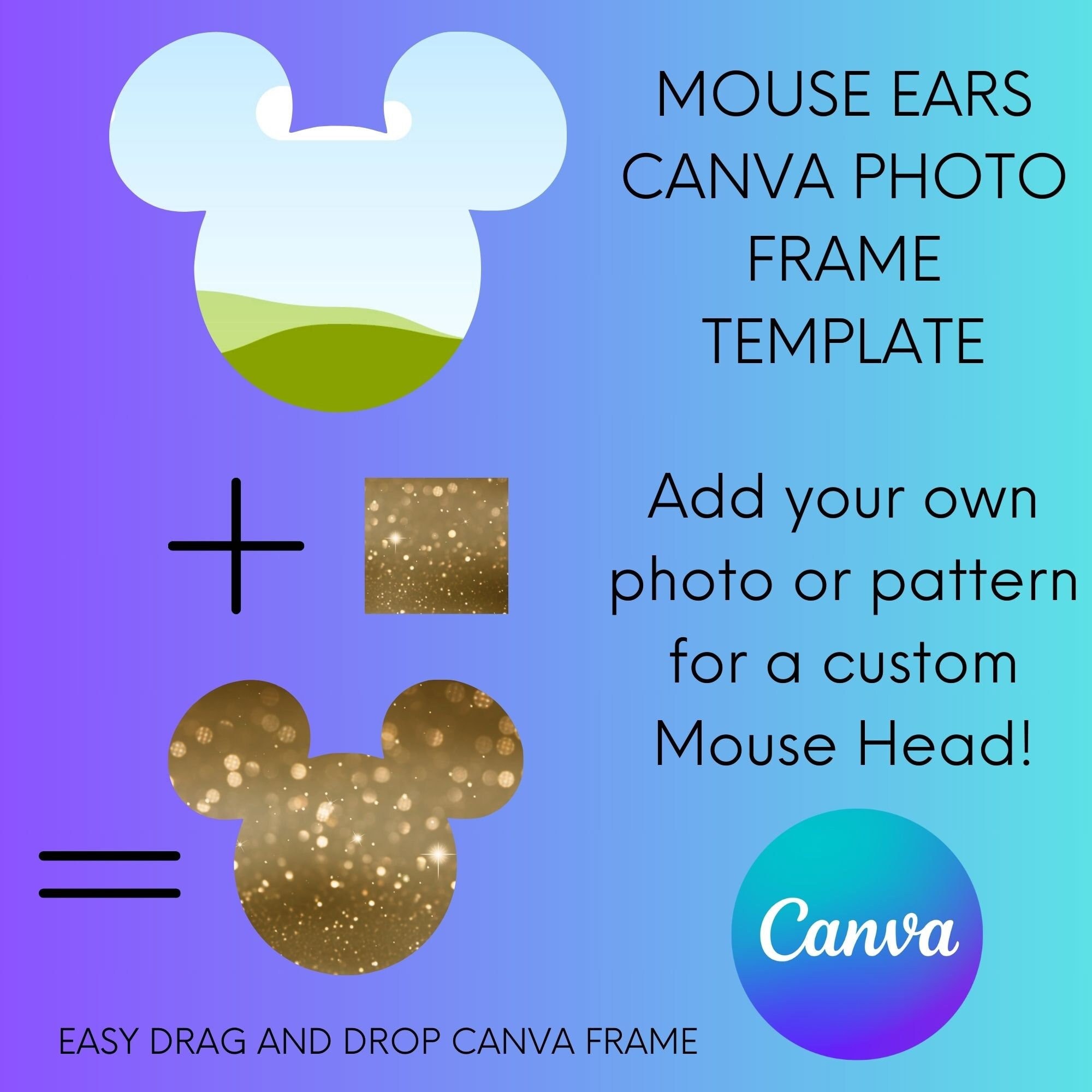 Mouse Head Canva Frame Template - Customize in Canva - Etsy