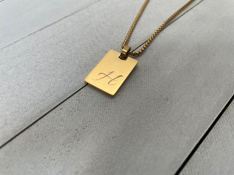 Mens Gold Custom Pendant Necklace, Personalized Name Necklace, Initial ...