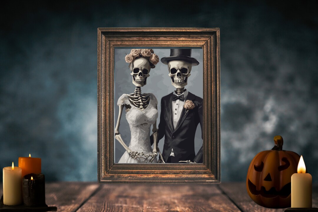 Just Married Spooky Halloween Skeleton Married Couple Png Bundle ...
