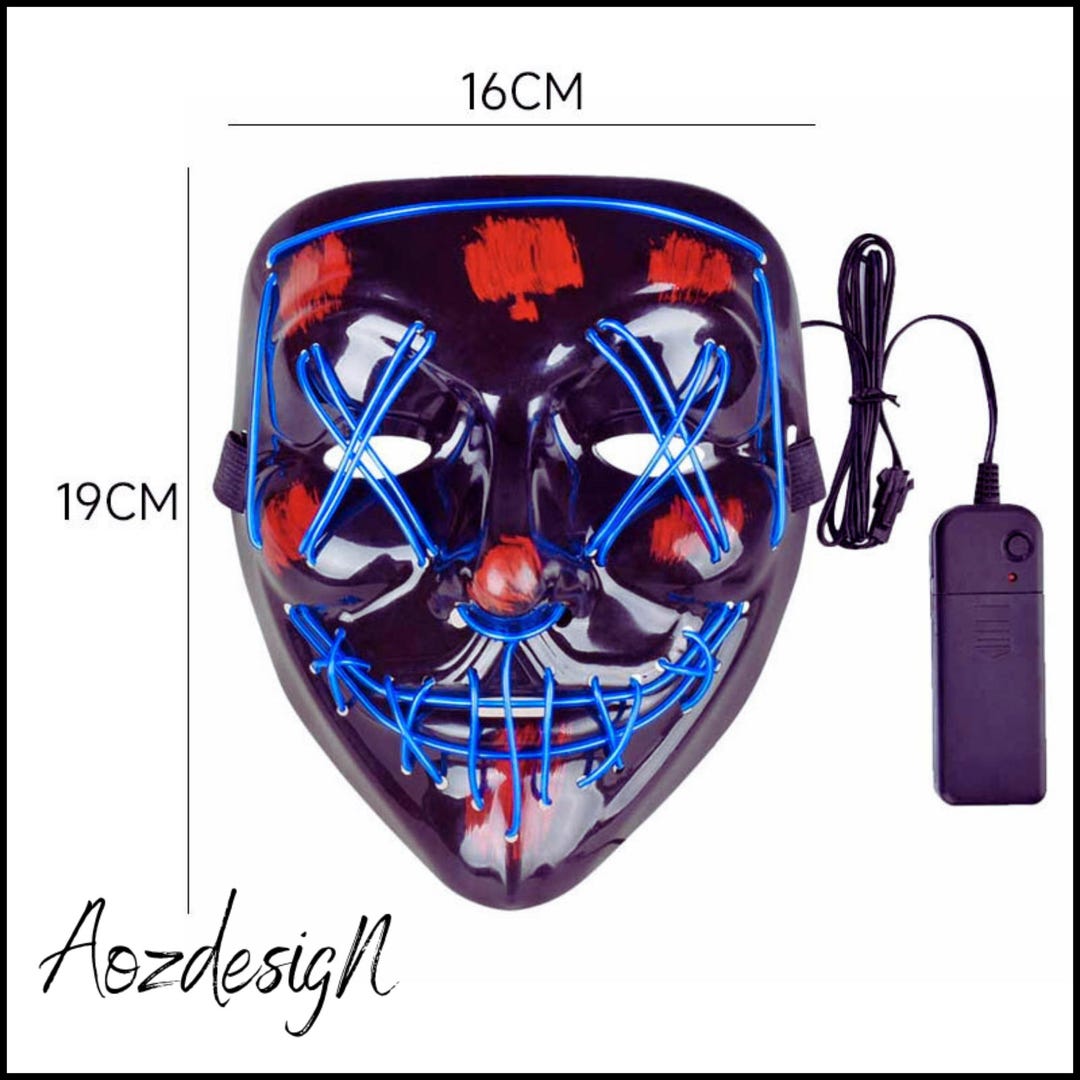 LED Neon Mask Horror Mask Dark Ambient Masks Halloween Horror Mask ...
