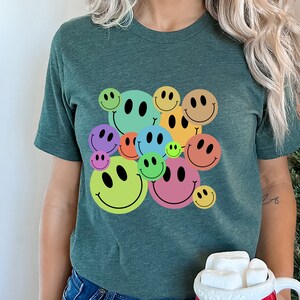 Smiley Faces Shirt, Vintage Smiley Face Shirt, Trendy Shirts for Women ...