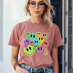 Smiley Faces Shirt, Vintage Smiley Face Tshirt, Trendy Shirts for Women ...