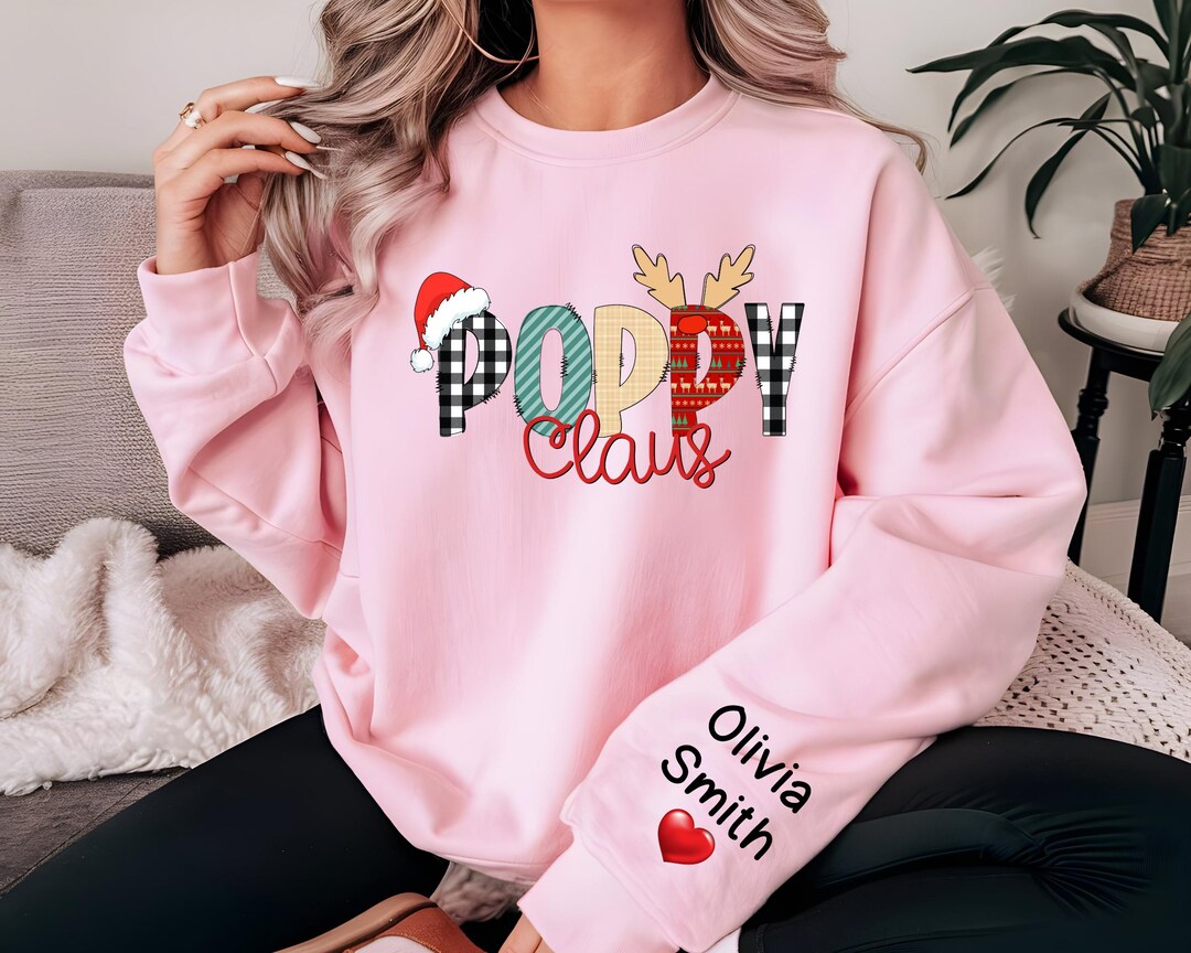 Personalized Christmas Poppy Claus Sweatshirt, Grammy Hoodie, Custom ...