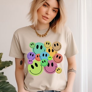 Smiley Faces Shirt, Vintage Smiley Face Tshirt, Trendy Shirts for Women ...