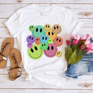 Smiley Faces Shirt, Vintage Smiley Face Tshirt, Trendy Shirts for Women ...