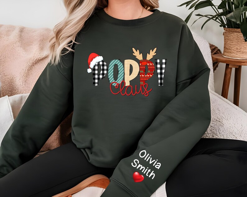 Personalized Christmas Poppy Claus Sweatshirt, Grammy Hoodie, Custom ...