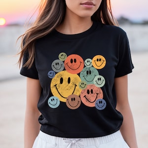 Retro Smiley Faces Shirt, Smile Face T-shirt, Vintage Smiley Face Shirt ...