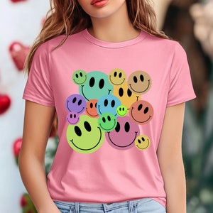 Smiley Faces Shirt, Vintage Smiley Face Shirt, Trendy Shirts for Women ...