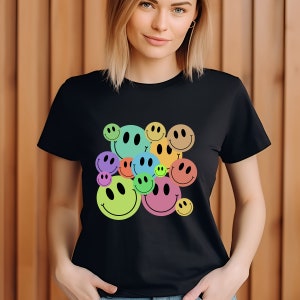 Smiley Faces Shirt, Vintage Smiley Face Tshirt, Trendy Shirts for Women ...